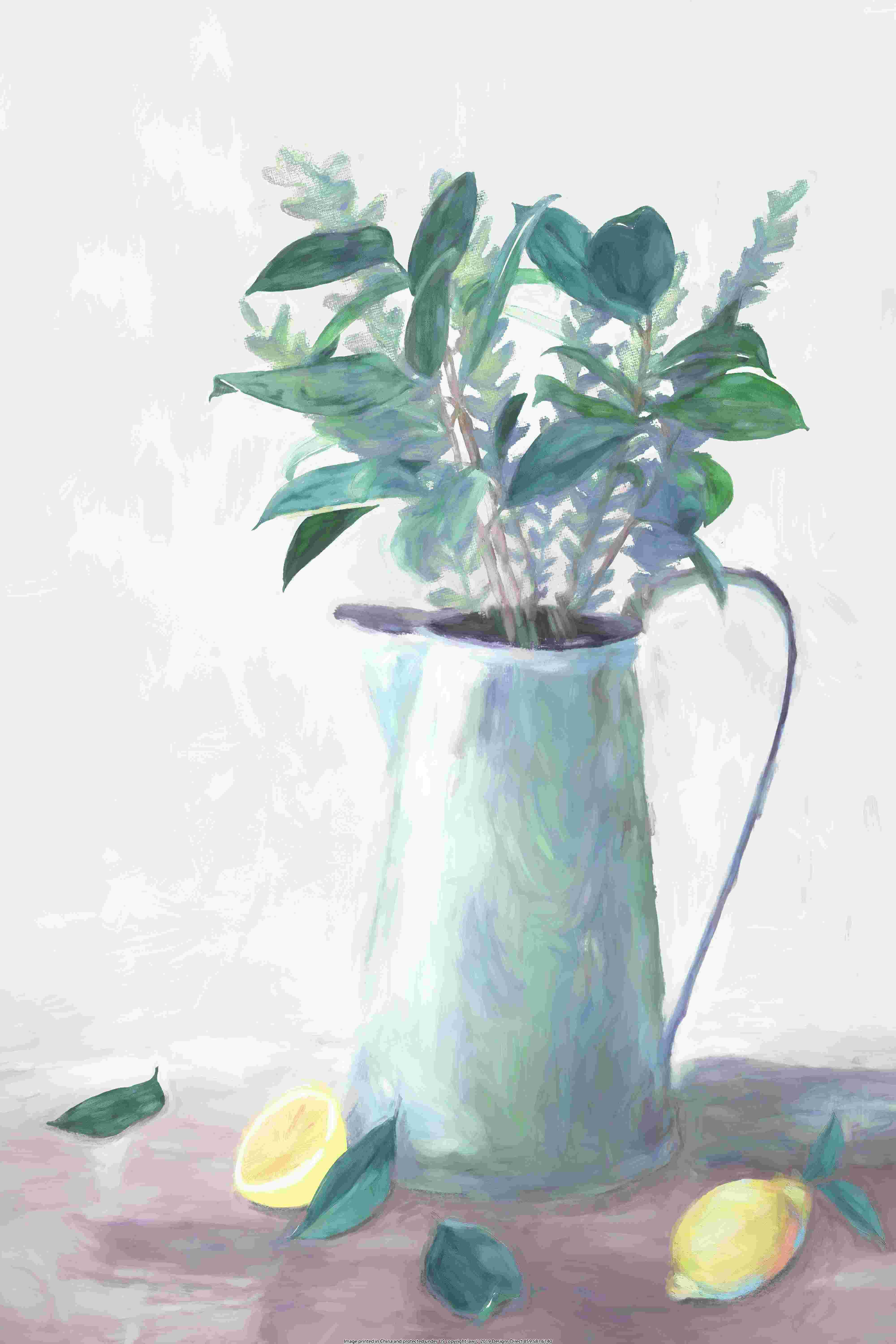 August Grove® Painted Vase with Lemons - Wrapped Canvas Print | Wayfair