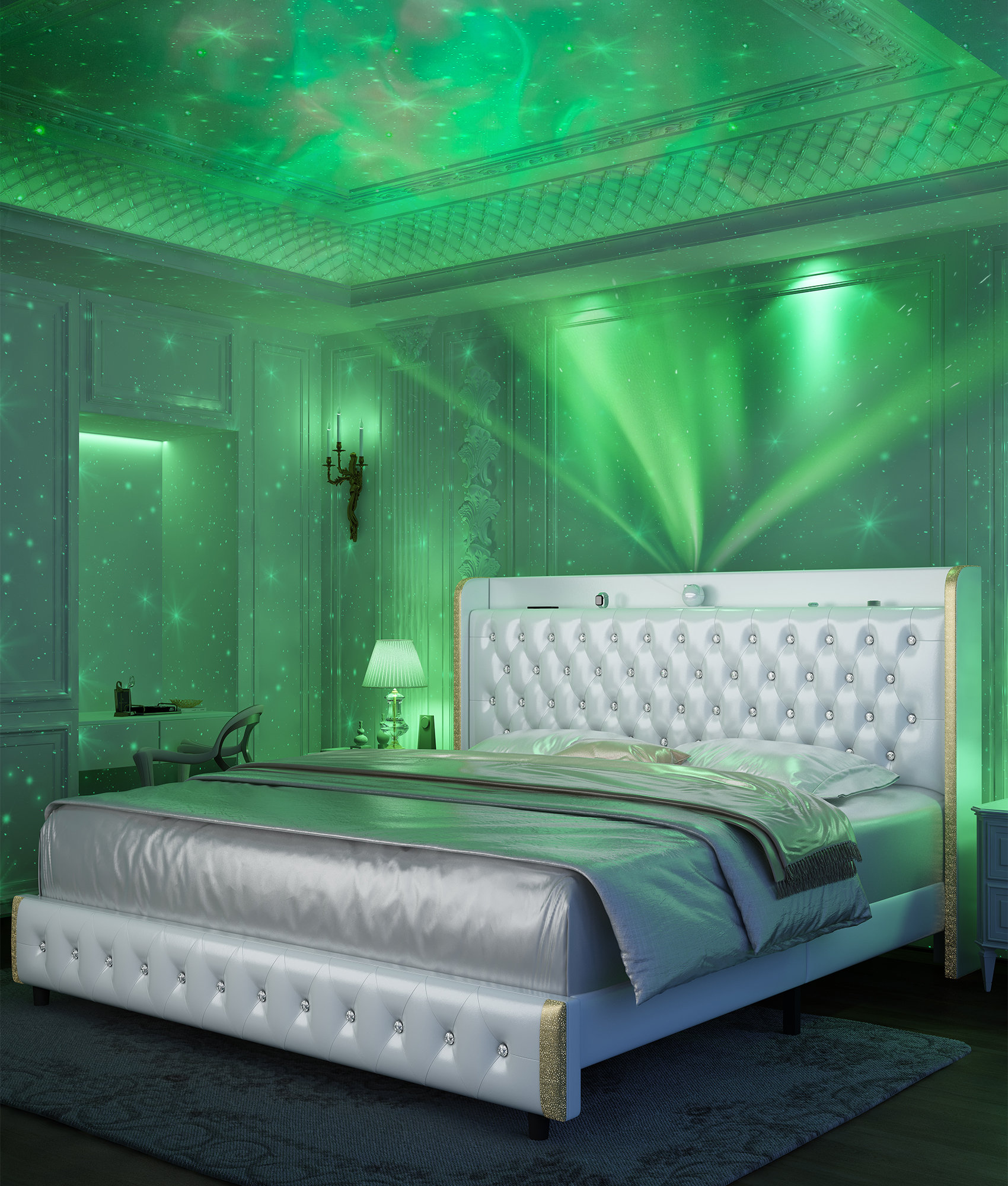 Wrought Studio™ Modern Wingback Upholstered Platform Bed Frame with ...