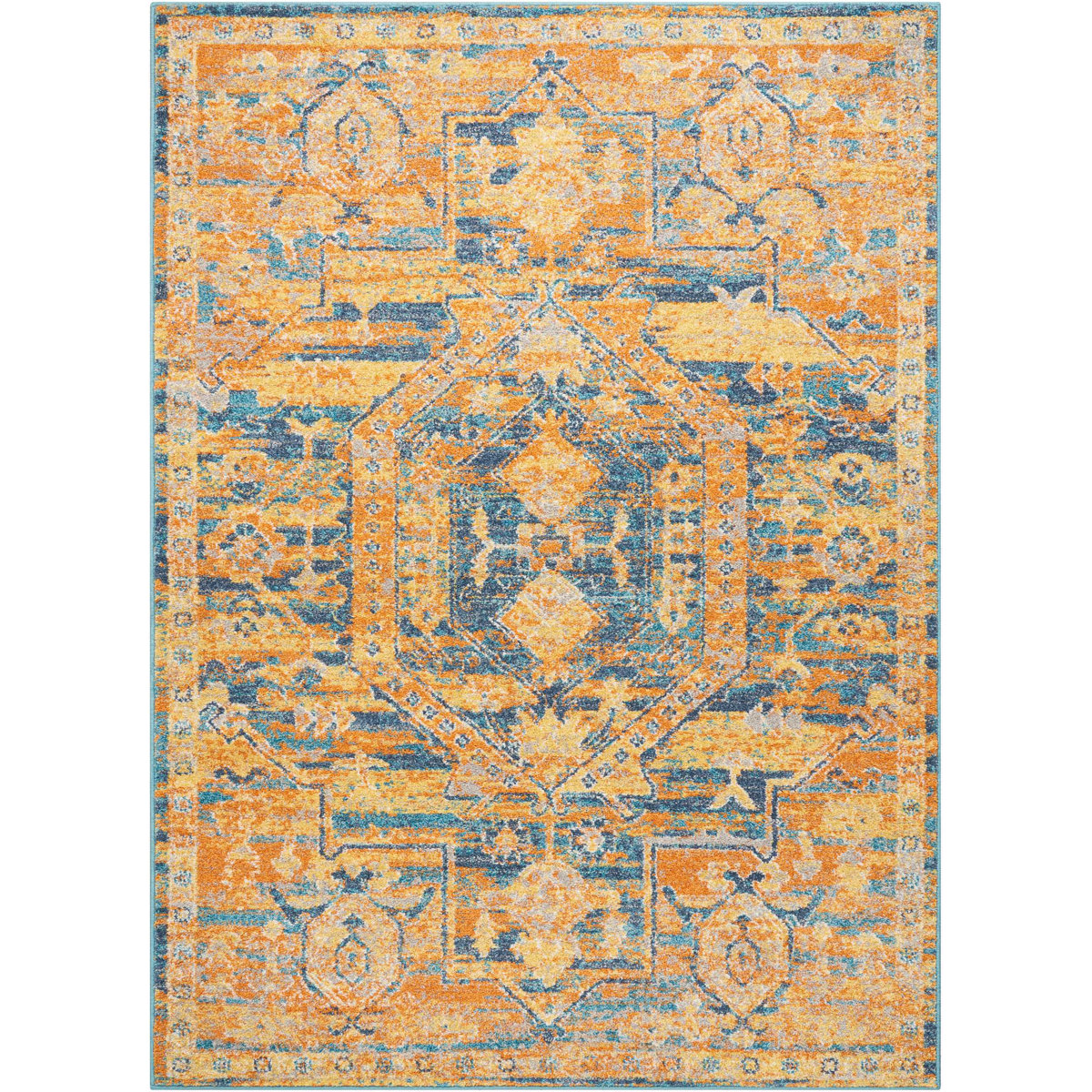 Langley Street® Verda Oriental Sunny Gold/Teal Blue Area Rug & Reviews ...