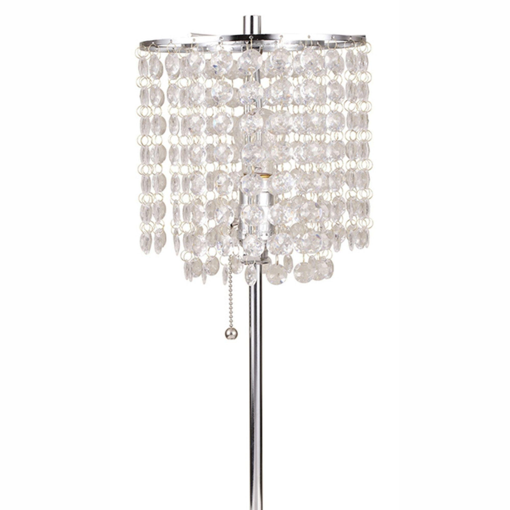 Mercer41 20.25" Tall Metal Table Lamp with Silver finish, Crystal ...