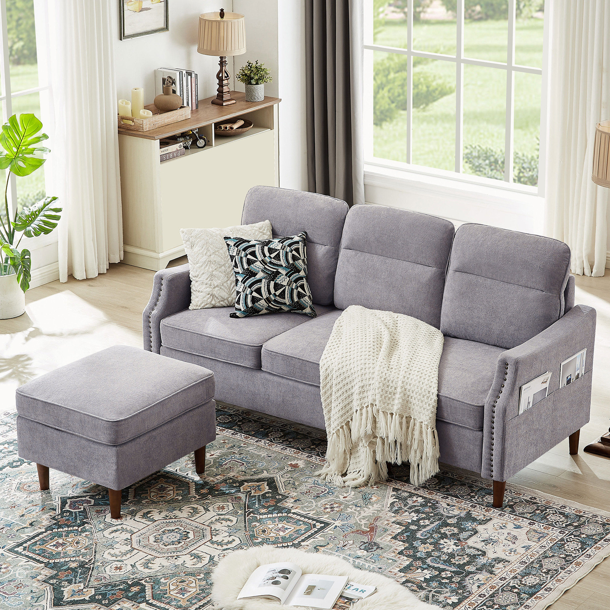 Red Barrel Studio® Peary 76.77" Contrasting Colors L-Shaped Sectional ...