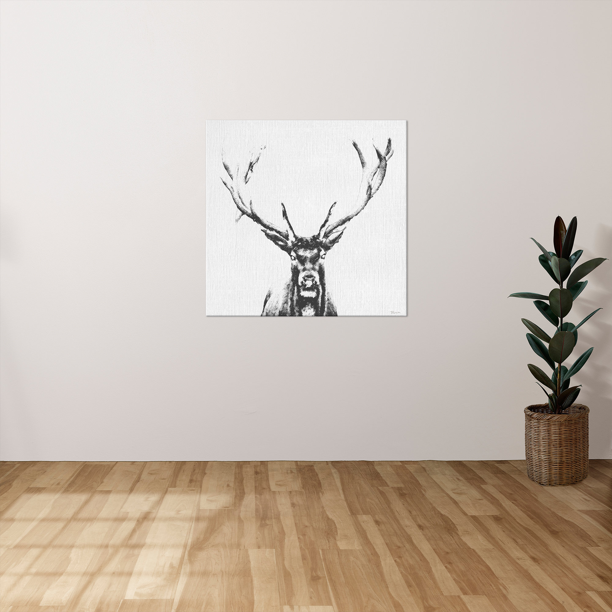 Latitude Run® "Graphite Deer" by Katrina Craven Print on Canvas | Wayfair