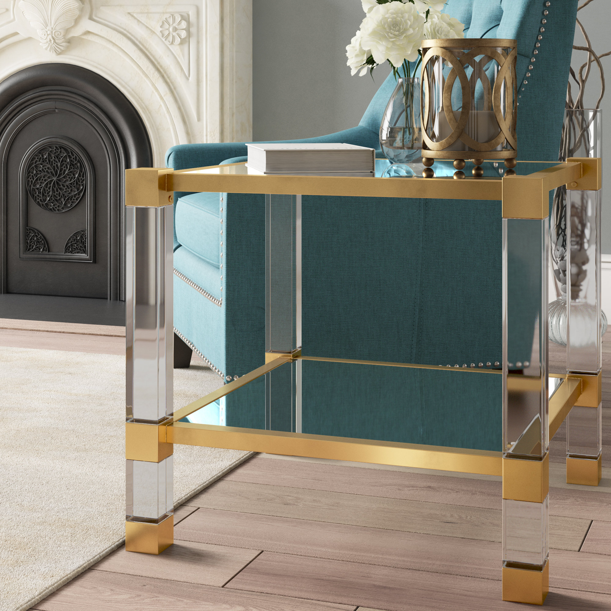 Mercer41 Chantai Glass Top End Table with Storage & Reviews | Wayfair