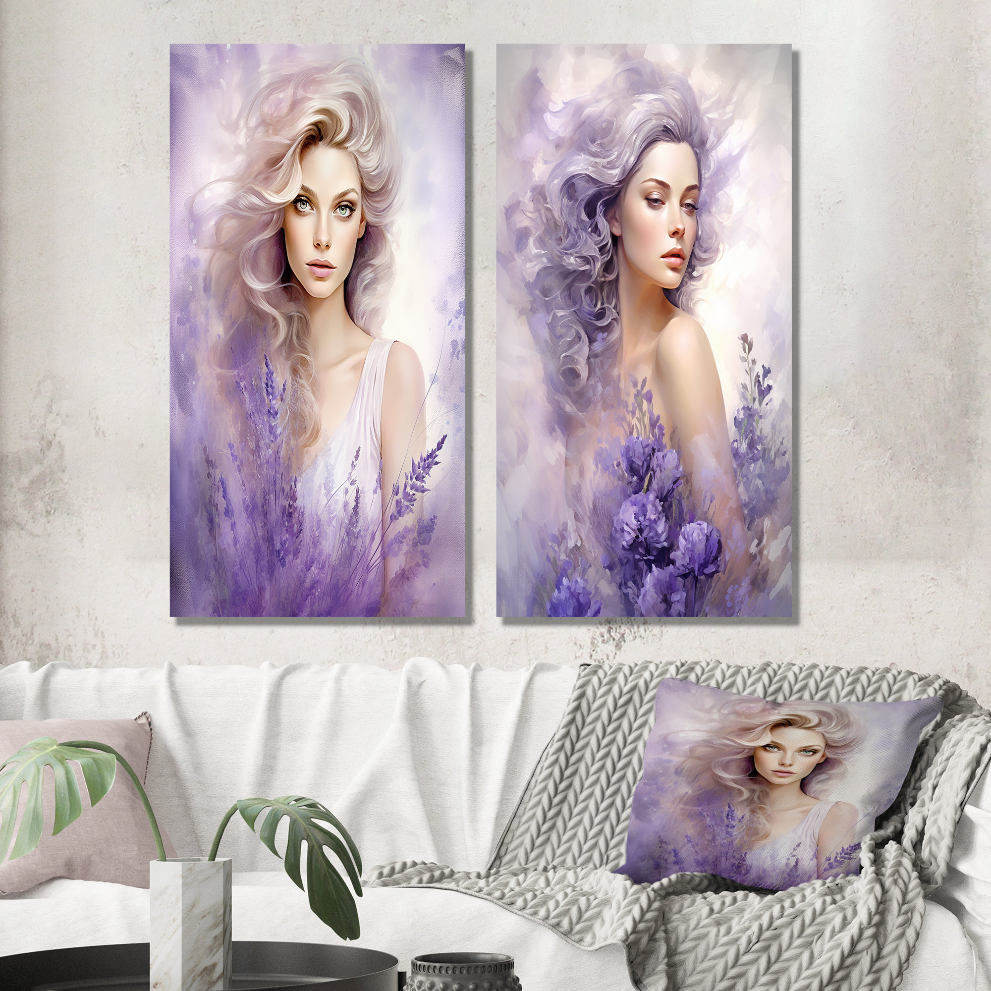 Mercer41 Lavender Fashion Woman Portrait - Woman Wall Decor Set Of 2 ...