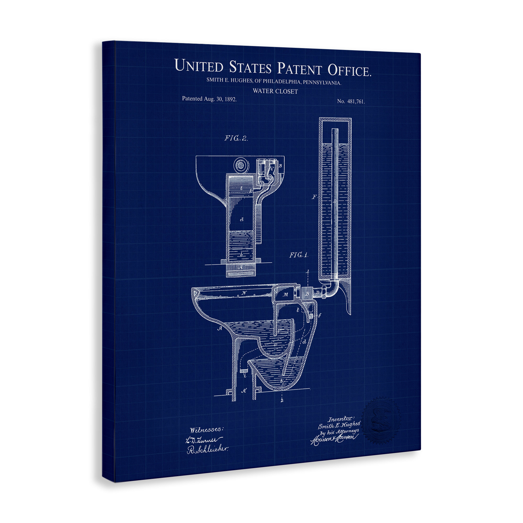 Williston Forge Water Closet Blueprint Canvas Wall Art by Karl Hronek ...