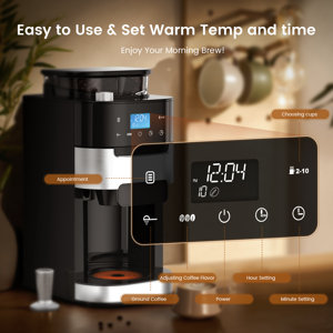 Cowsar 10-cup Drip Espresso Machine With Built-in Grinder, 24-hour ...