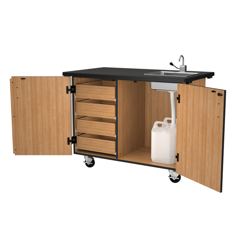 National Public Seating Mobile Science Cart with Inner Drawers, Shelf ...