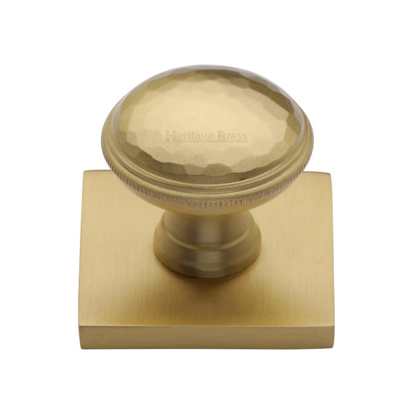 Heritage Brass Cabinet Knob Diamond Cut Design with Square Backplate ...