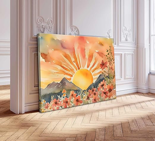 Lark Manor Boho Sun Canvas Wall Art Mid-Century Modern Abstract ...