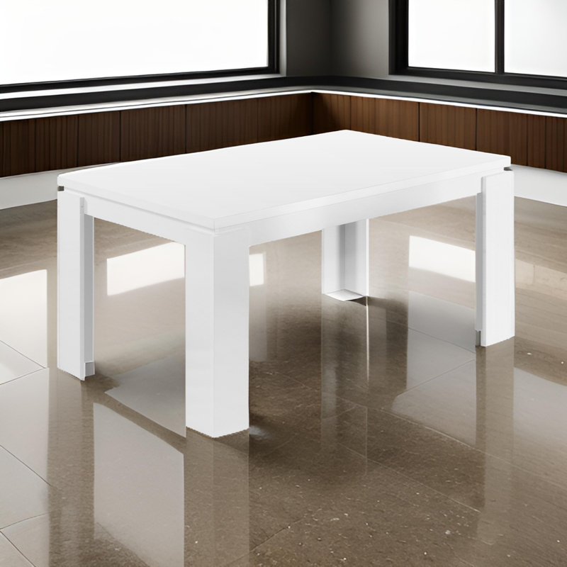 Benjara Rhea Dining Table, 60 Inch Rectangular Laminate, Modern Block ...