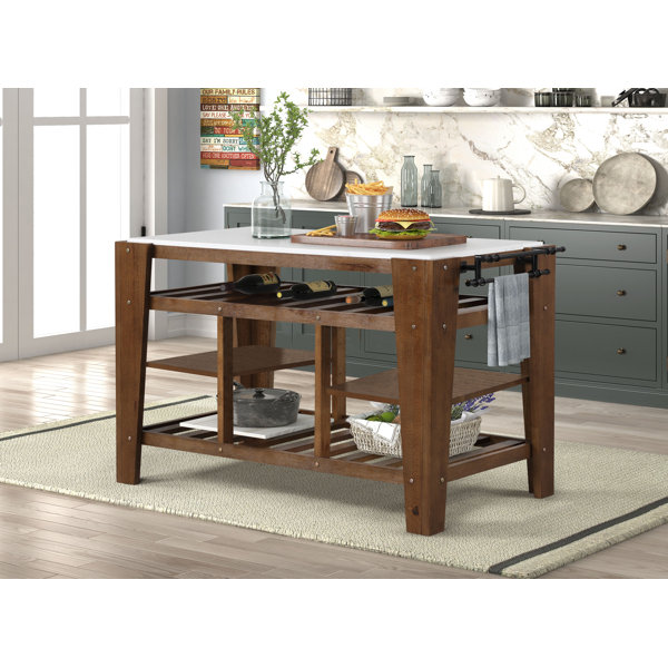 Wildon Home® 49.6'' Wide Kitchen Island with Marble Top | Wayfair