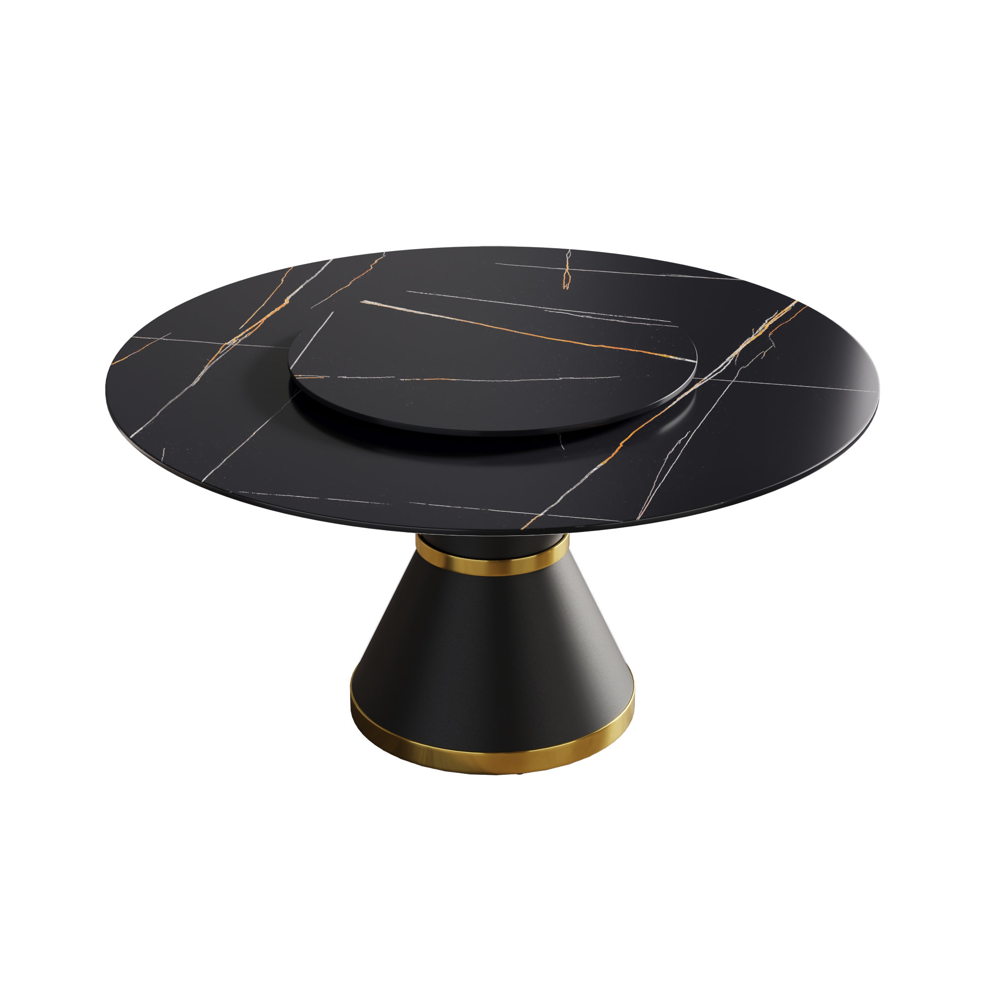 cheetah sourcing Round Stone Top Metal Base Dining Table | Wayfair