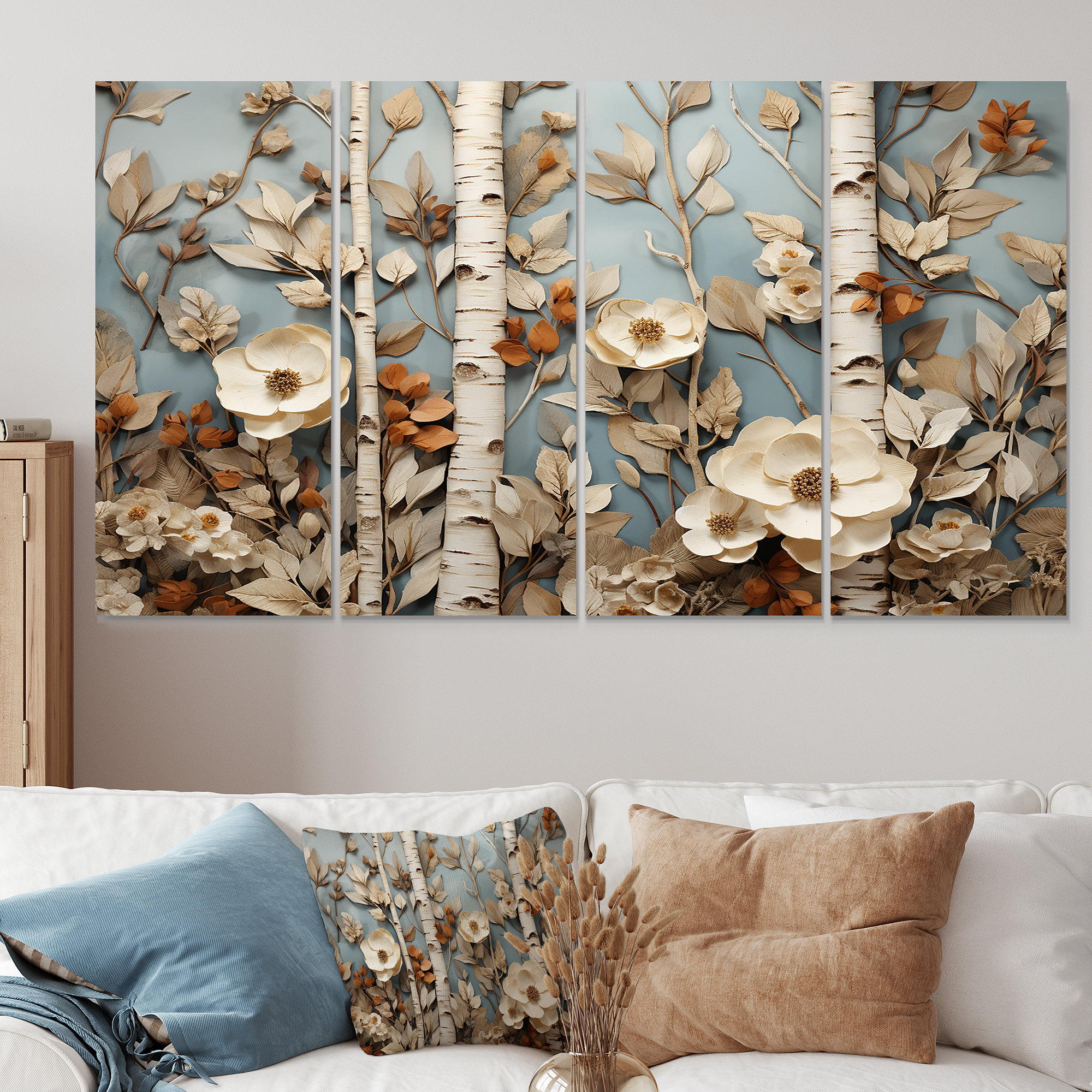 Latitude Run® White American Basswood Forest Colage - Tree 4 Piece Wall ...