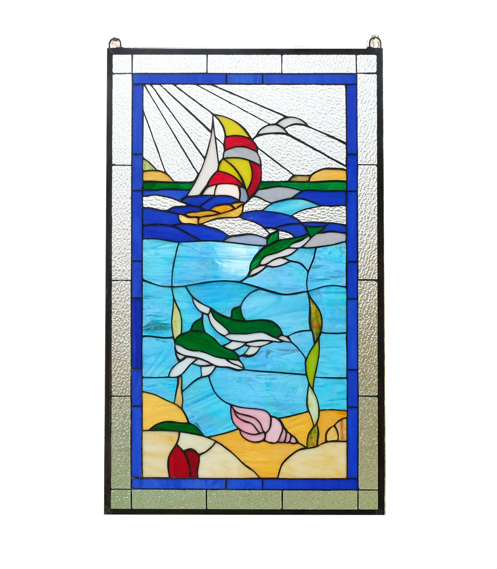 Rosecliff Heights Dolphin Boat Seashore Beach Window Panel | Wayfair