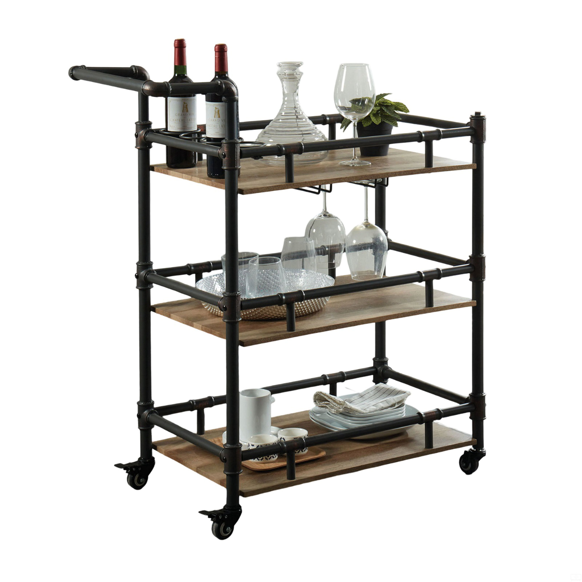 17 Stories 1Pc Serving Cart 3-Tier Server W Wheels | Wayfair