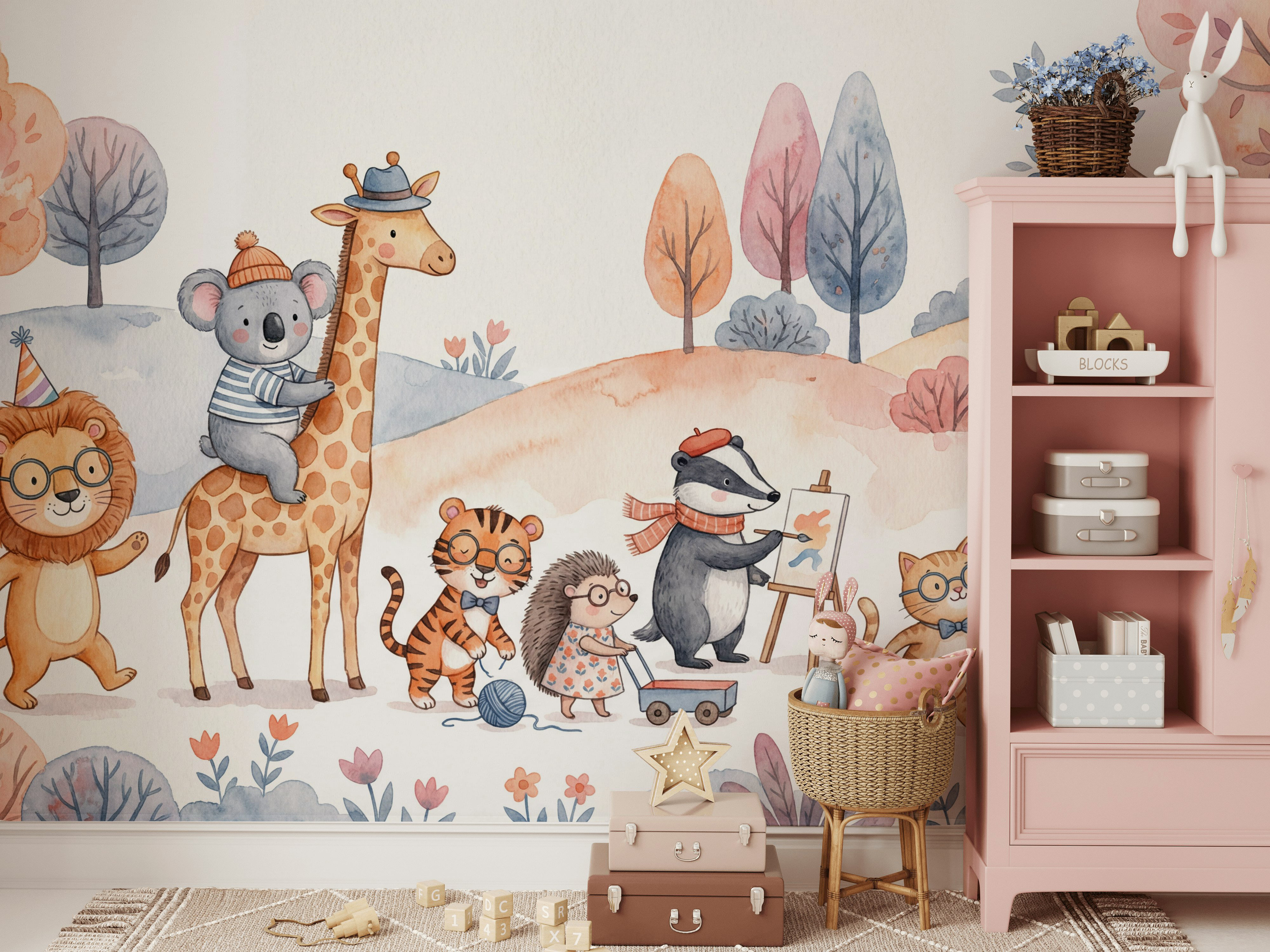 Lark Manor™ Playful Animals Wallpaper Whimsical Cartoon Wall Mural ...