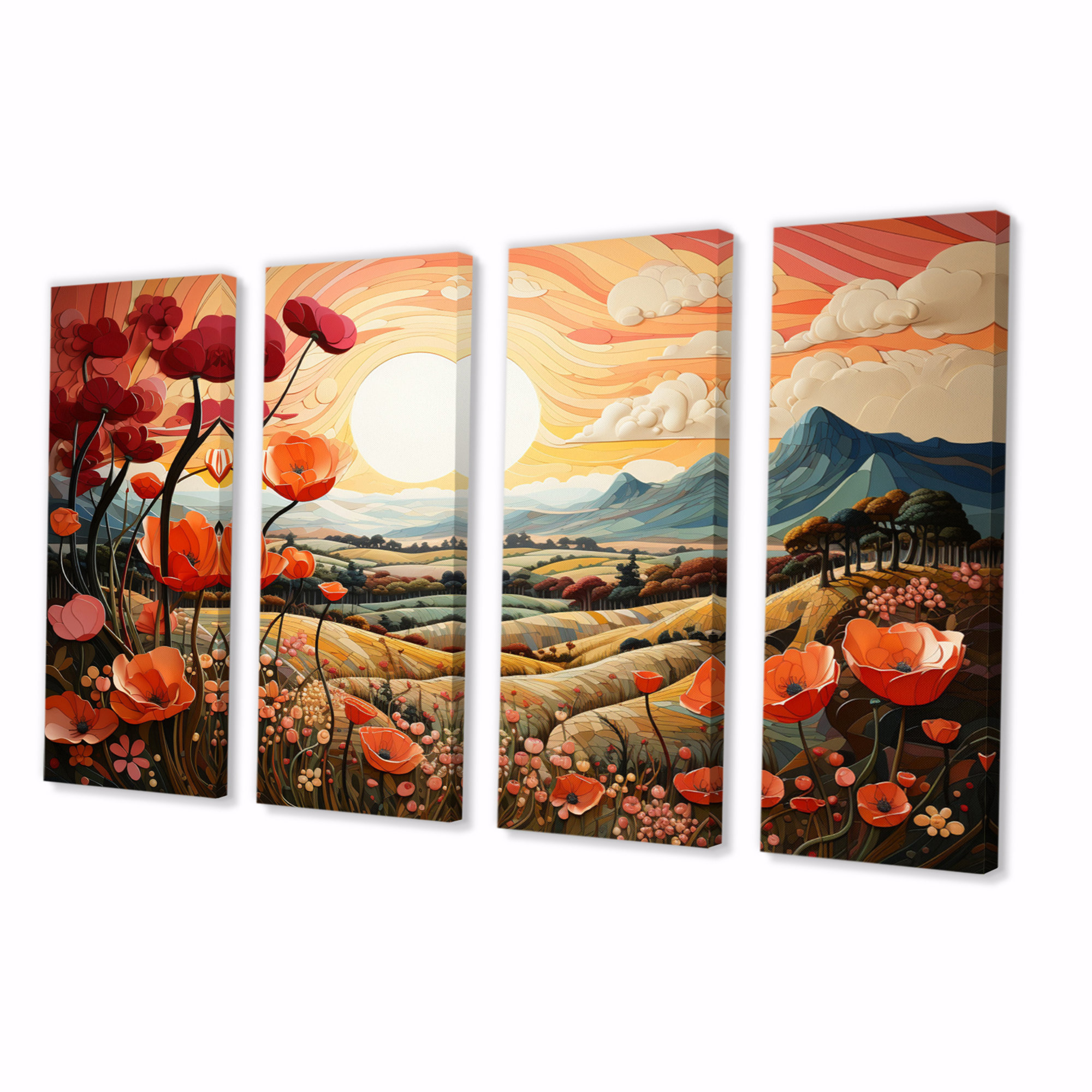 Design Art Countryside Red Poppy Field VI - Countryside Wall Decor - 4 ...