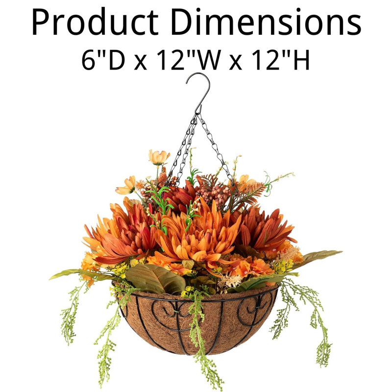 Ophelia & Co. Artificial Fall Hanging Mums Baskets | Wayfair
