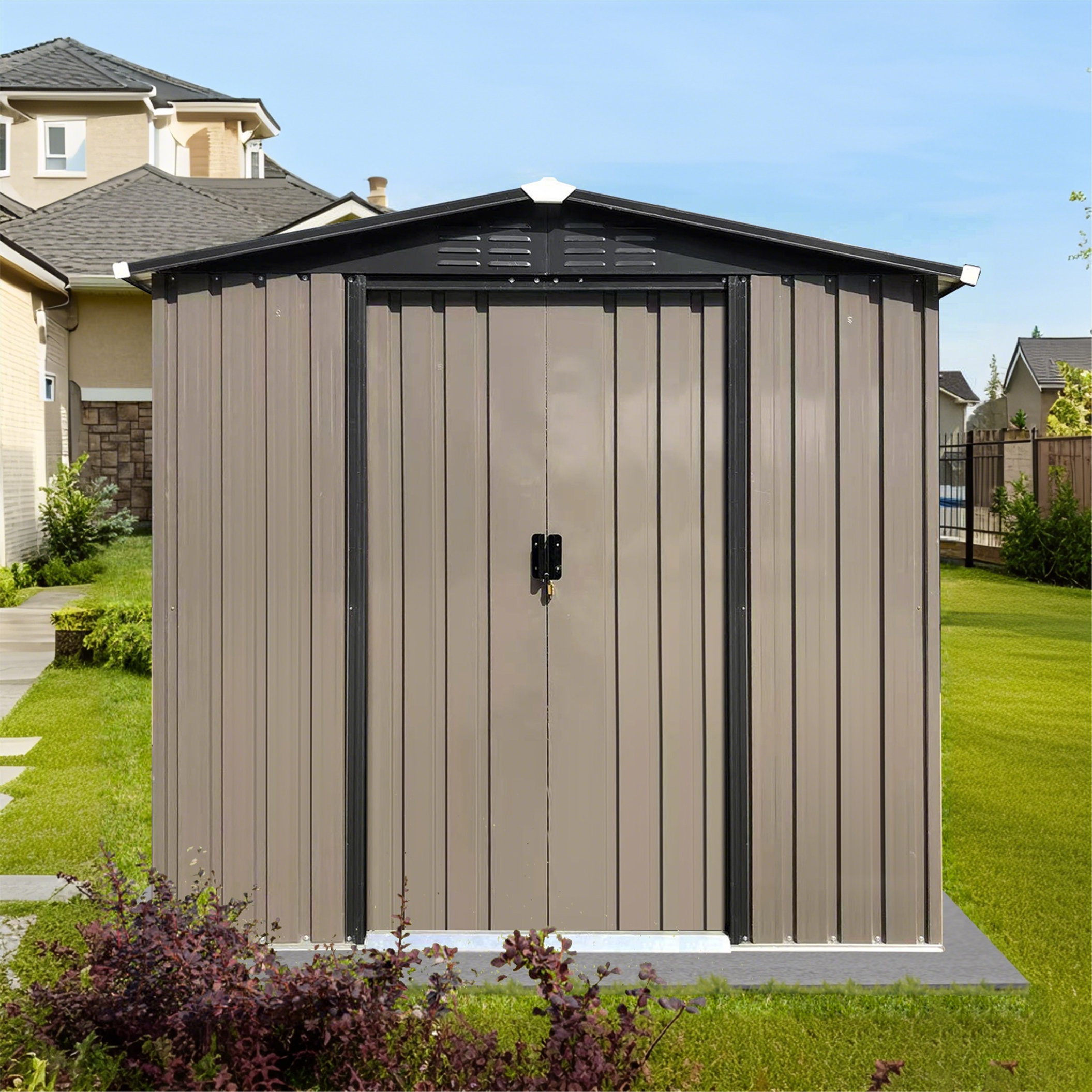 Modern Escapes Decor Outdoor 6ft×4ft Weather-Resist Storage Shed with ...