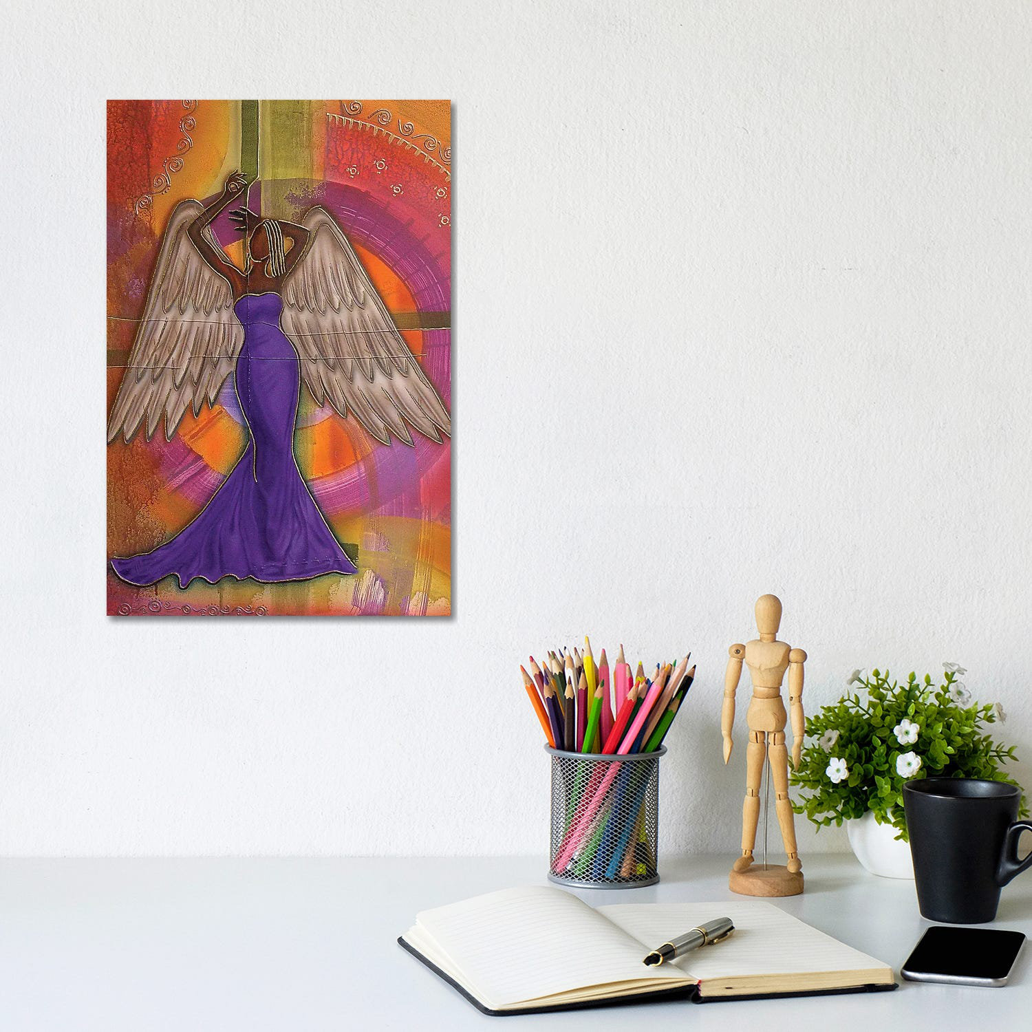 Happy Larry Angel by Fred Odle - Wrapped Canvas Painting | Wayfair.co.uk