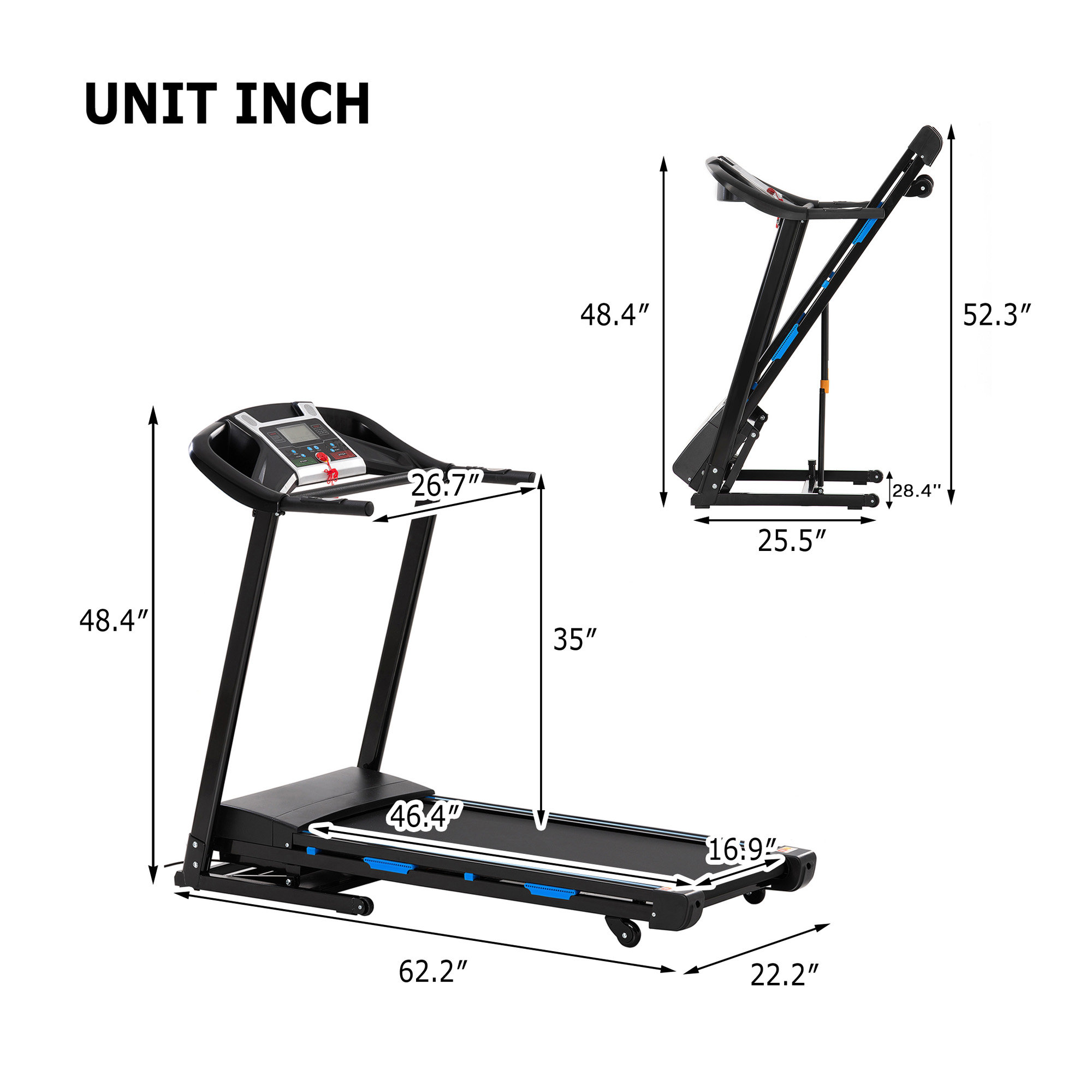 Taroo Clocks Treadmills For Home, Electric Treadmill With Automatic ...