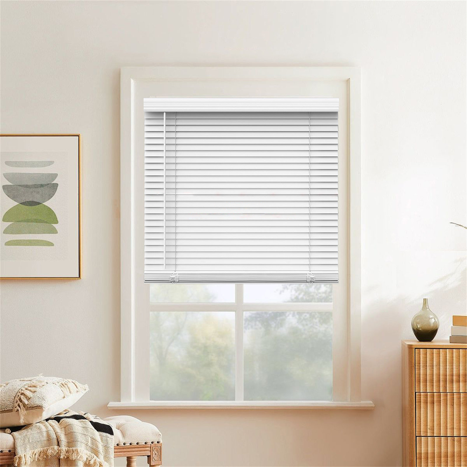 Latitude Run® Cordless Faux Wood Blinds With Royal Valance – Room ...