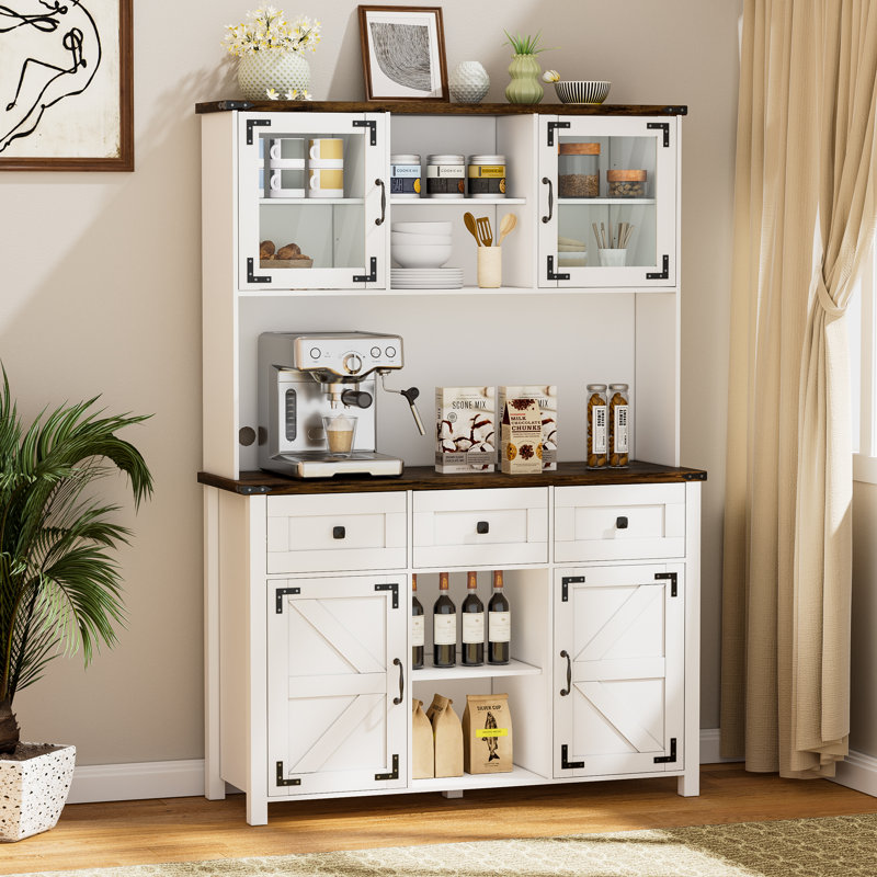 Gracie Oaks Kenzlea Farmhouse Kitchen Pantry Storage Cabinet, 68 ...