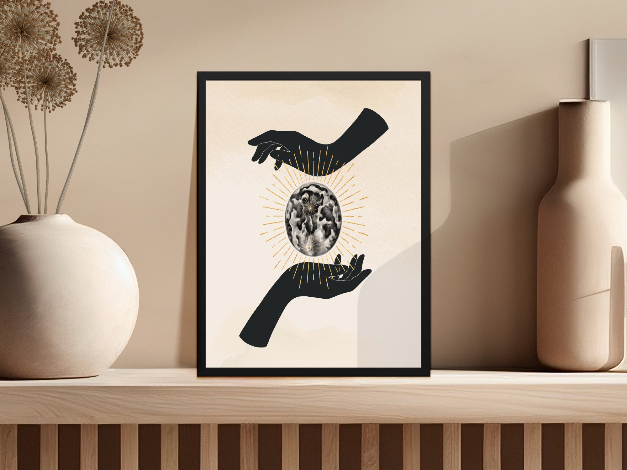 Lark Manor Celestial Hands Cosmic Energy Art Home Decor Framed Poster ...