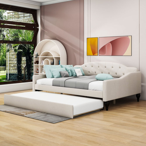 Alcott Hill® Chanai Full Size Upholstered Tufted Daybed with Twin Size ...