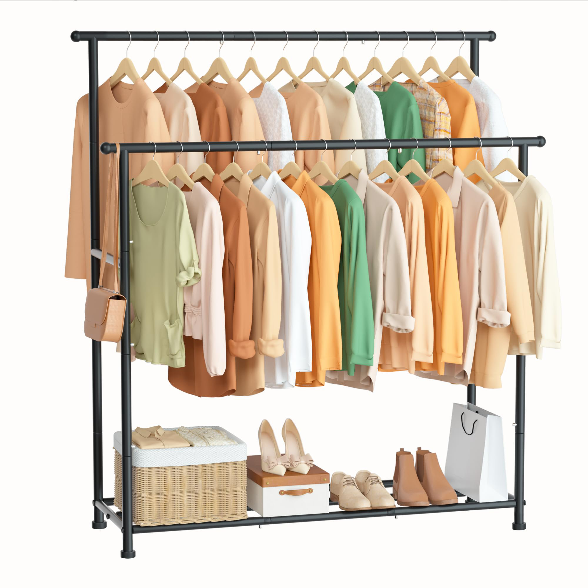 Rebrilliant Double Rod Heavy Duty Portable Clothing Rack - Ideal for ...