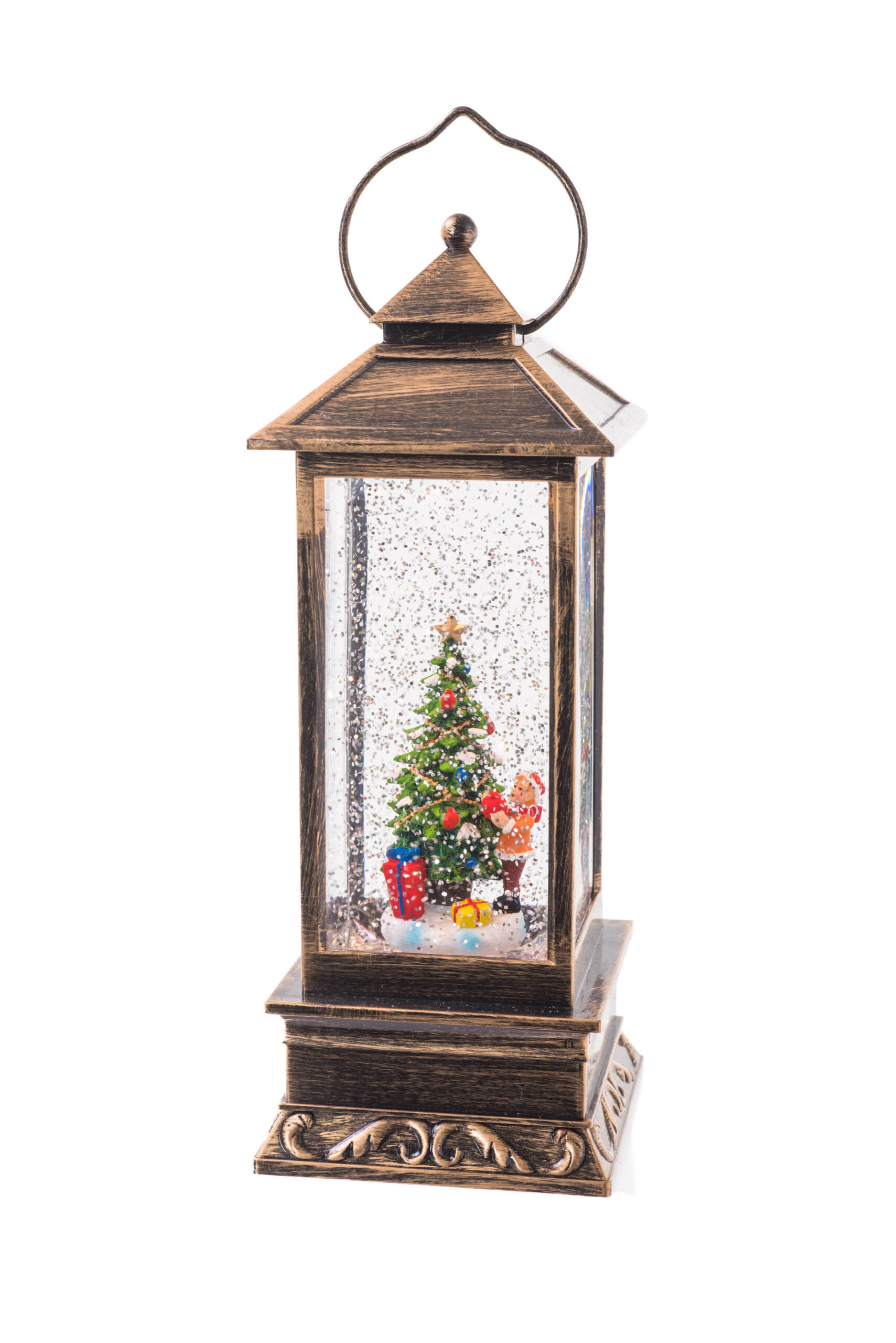 The Holiday Aisle® Antique Brown Plastic Tall Square Lantern LED Snow ...