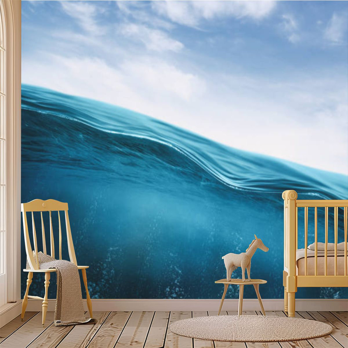 Rosecliff Heights Peel and Stick Canvas Wallpaper Wall Mural BLUE UNDER ...