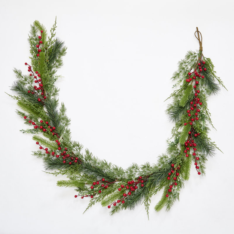 Worth Imports 72" Faux Pine & Red Berry Garland | Wayfair