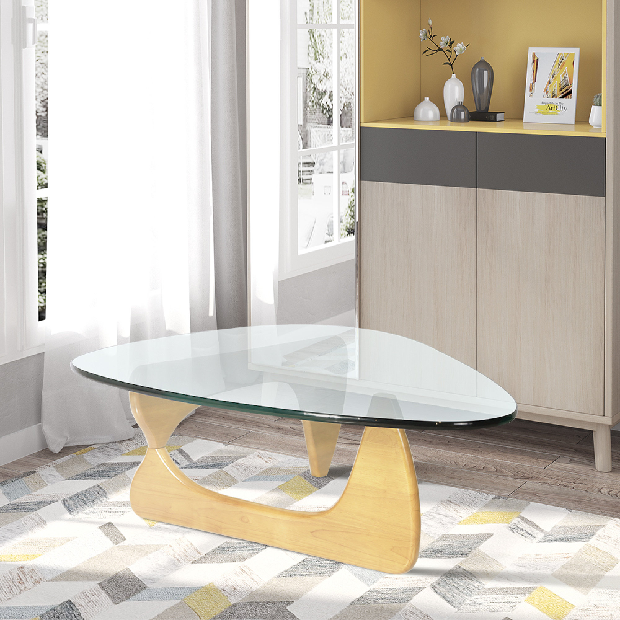 Corrigan Studio Space-saving Solid Wood Triangle Table, Modern Elegance ...