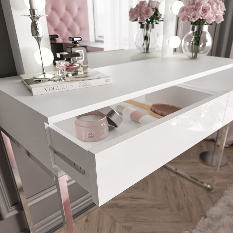 Canora Grey Adrin Dressing Table with Mirror & Reviews | Wayfair.co.uk