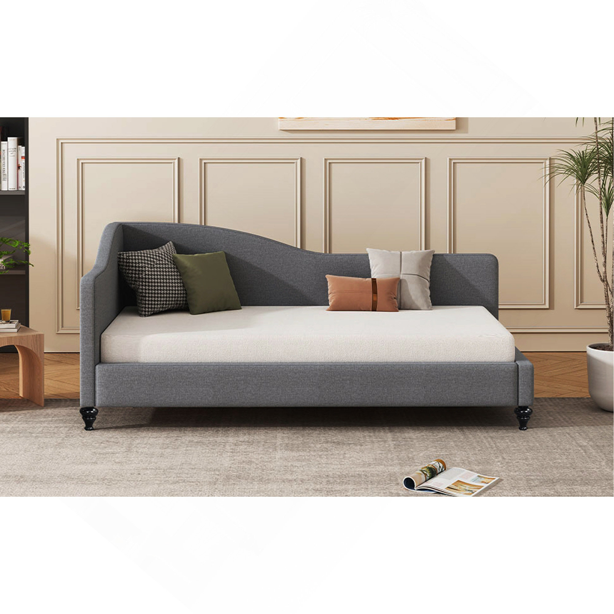 Darby Home Co L-Shaped Linen Daybed, With Solid Wood Legs | Wayfair