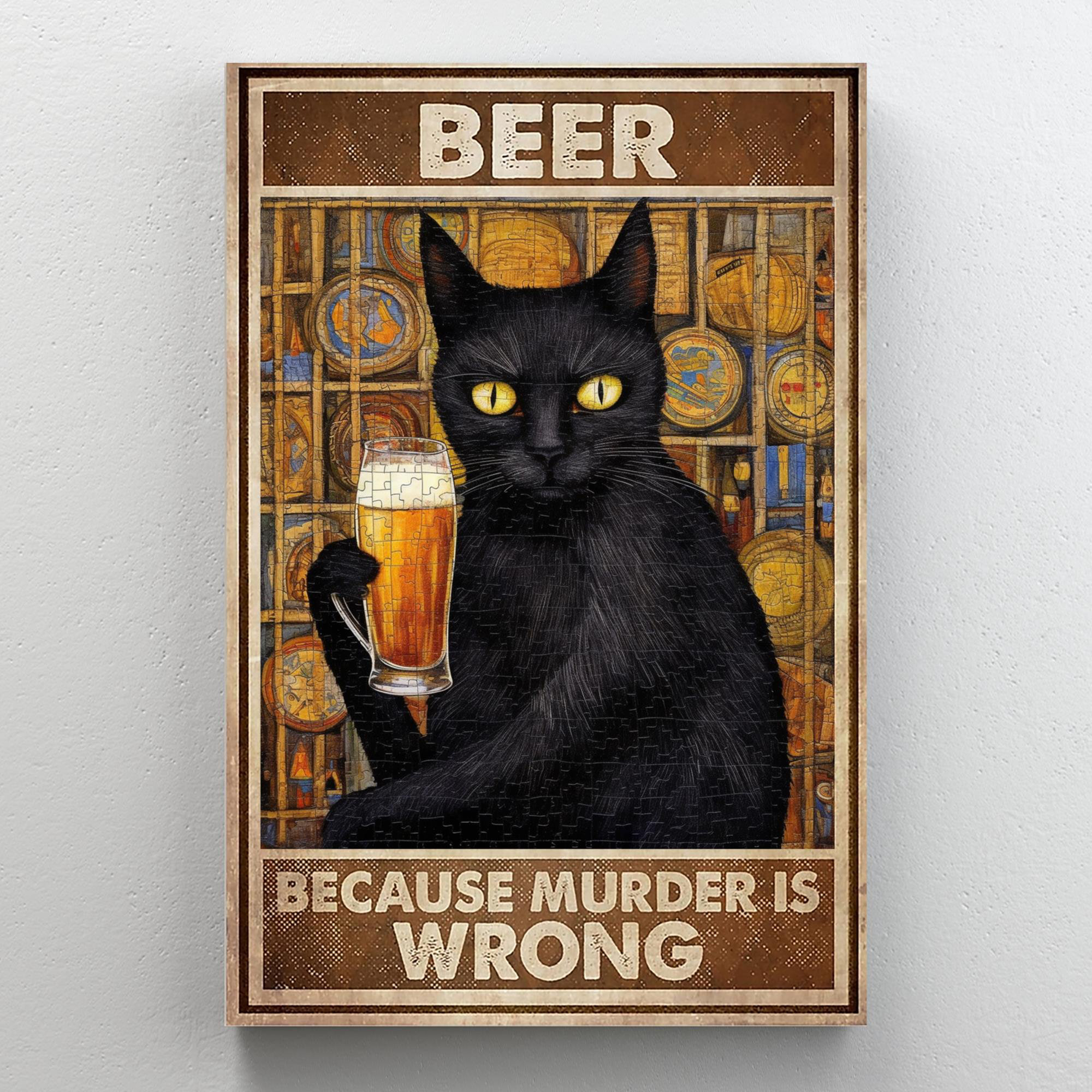 Trinx Black Cat Beer On Canvas Graphic Art | Wayfair
