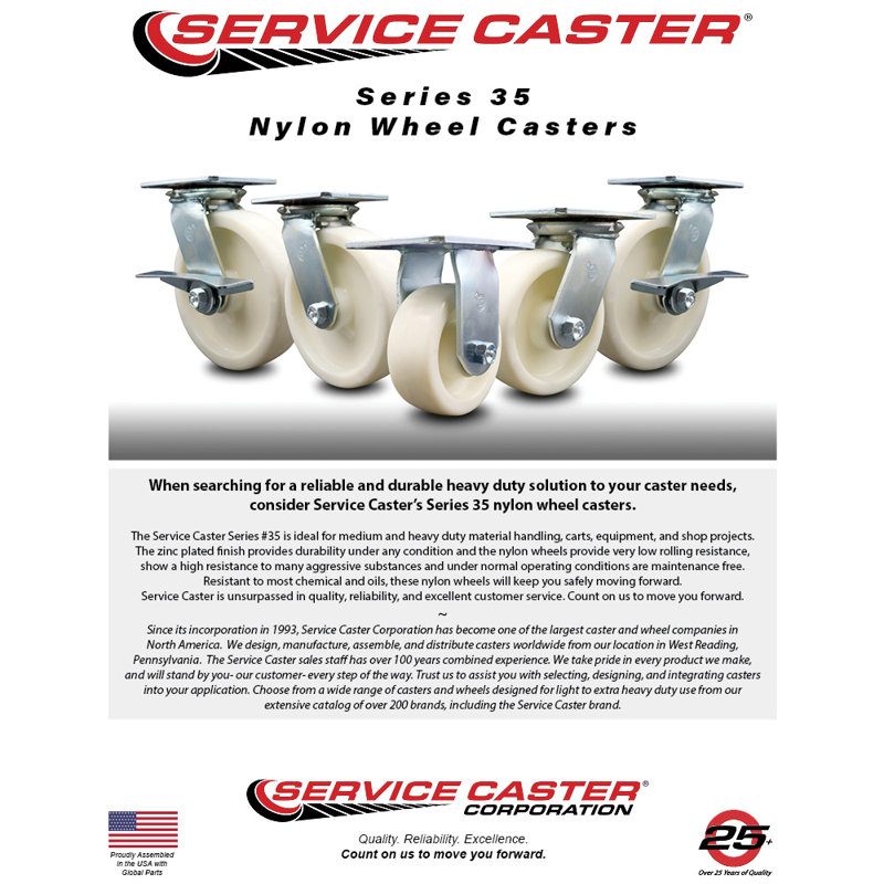 Service Caster 4 Piece Nylon Caster Set | Wayfair