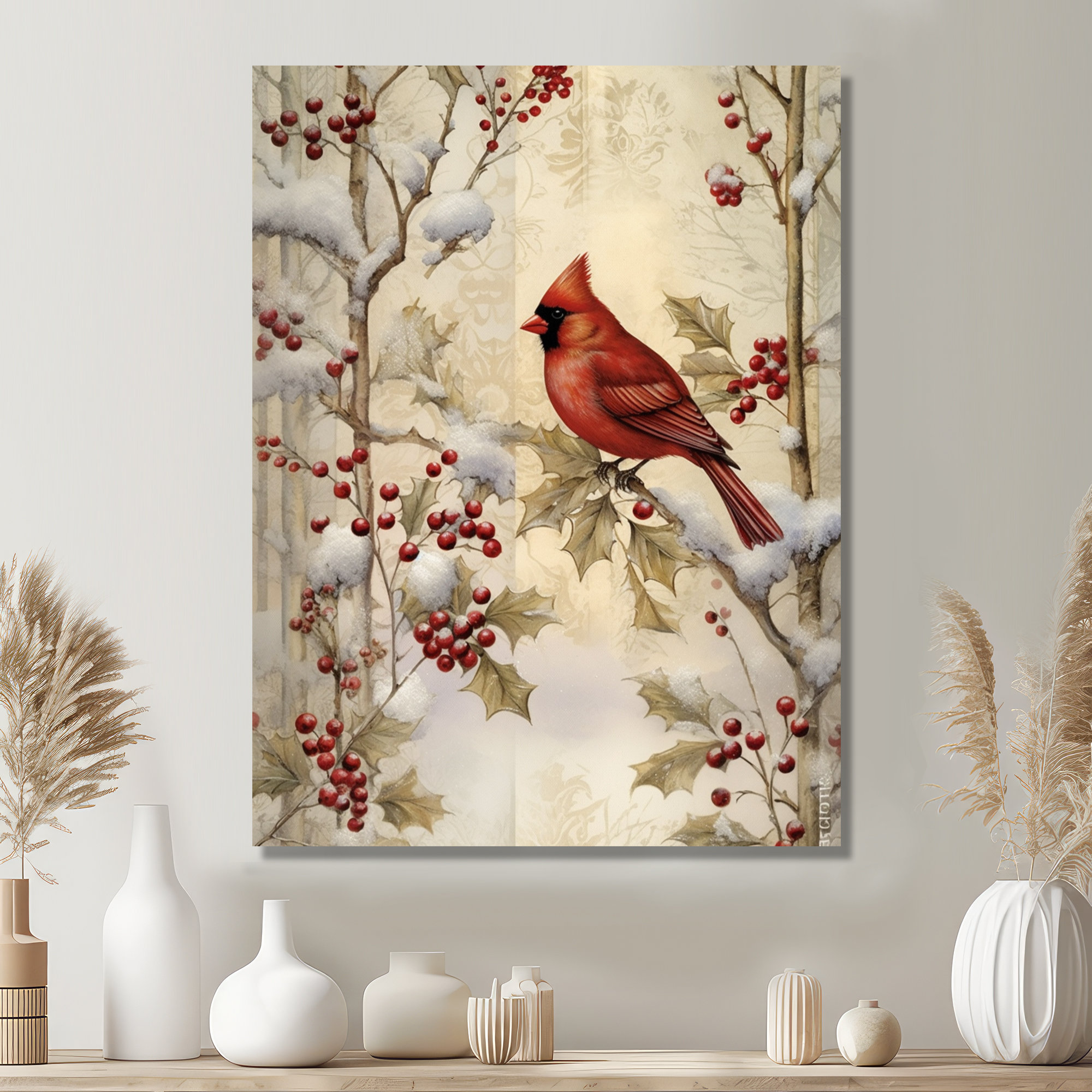 The Holiday Aisle® Red Cardinal Bird On Branch Christmas Wood - Bird ...