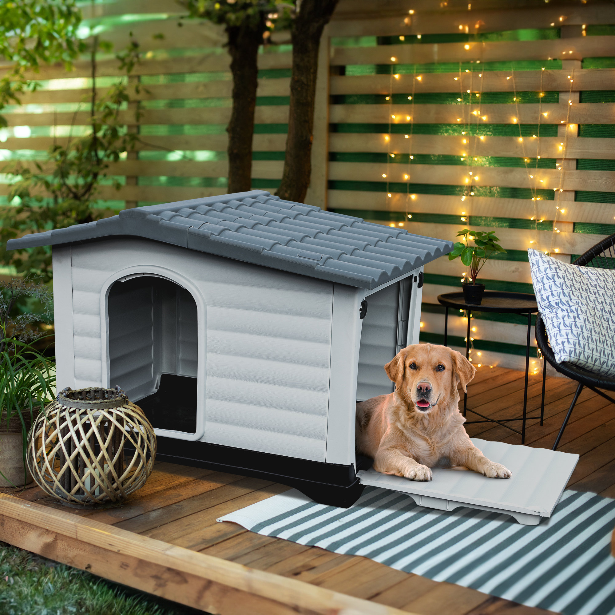 Tucker Murphy Pet™ Dearria Gray Plastic Dog House | Wayfair