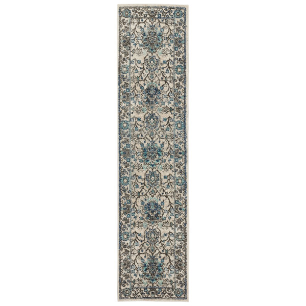 Bungalow Rose Barwick Blue Floral Ornamental Area Rug & Reviews | Wayfair