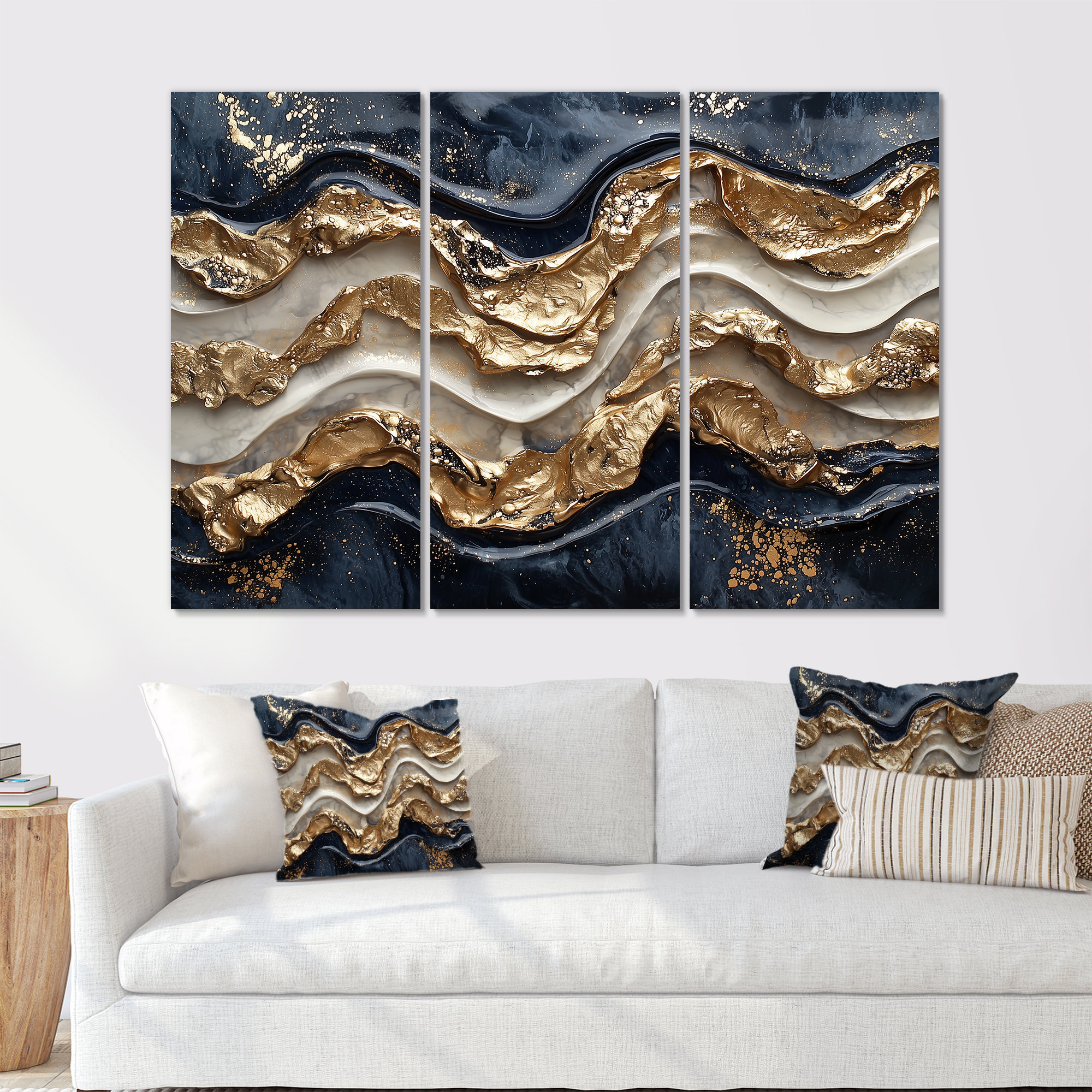 Mercer41 Golden Eclipse On Marble Dancing Waves IV - Abstract Realism ...