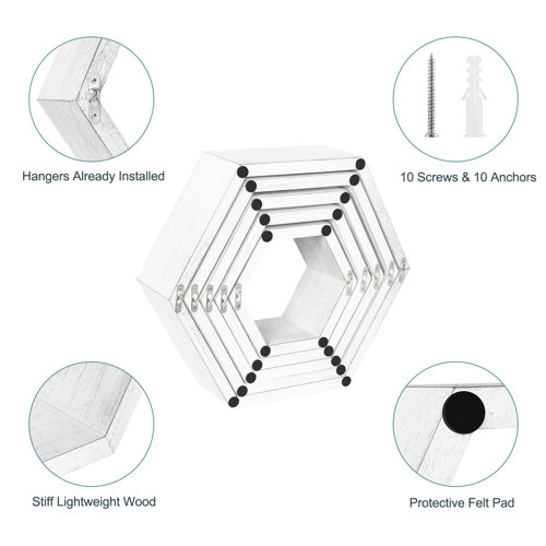 Ebern Designs 5 Piece Hexagon Floating Shelf | Wayfair