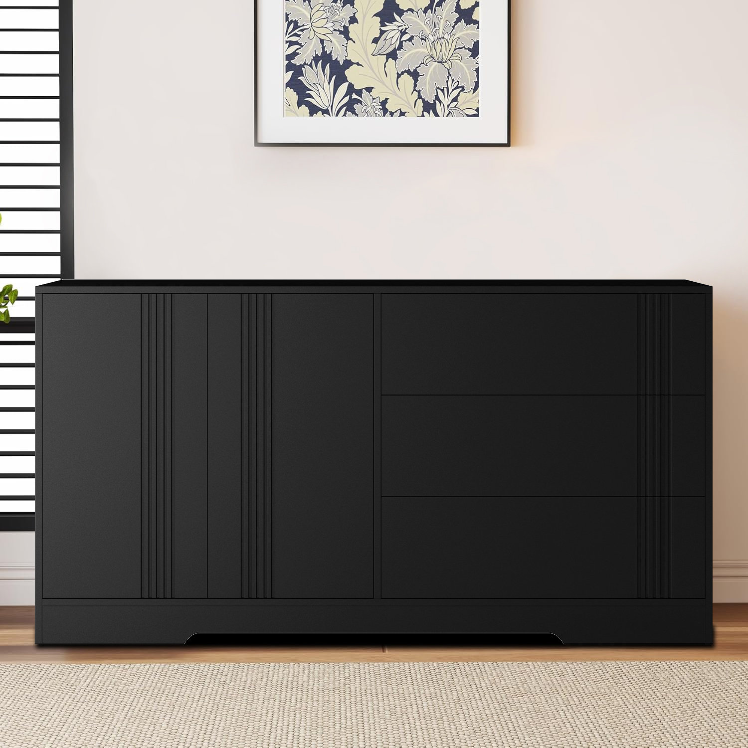 Ebern Designs Modern Storage sideboards and buffets with Double Doors and Drawers, Adjustable ...