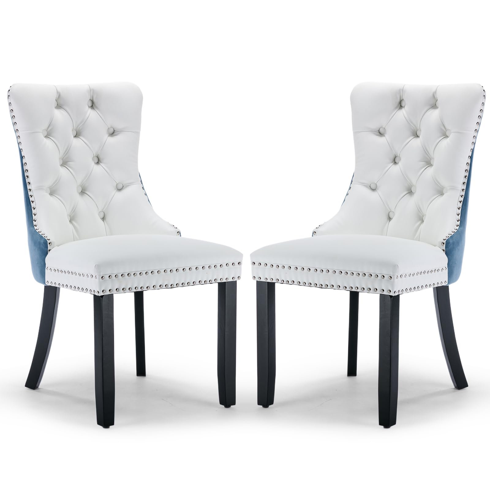 Winston Porter Leather Dining Chairs Set of 2 with Button Back Ring ...