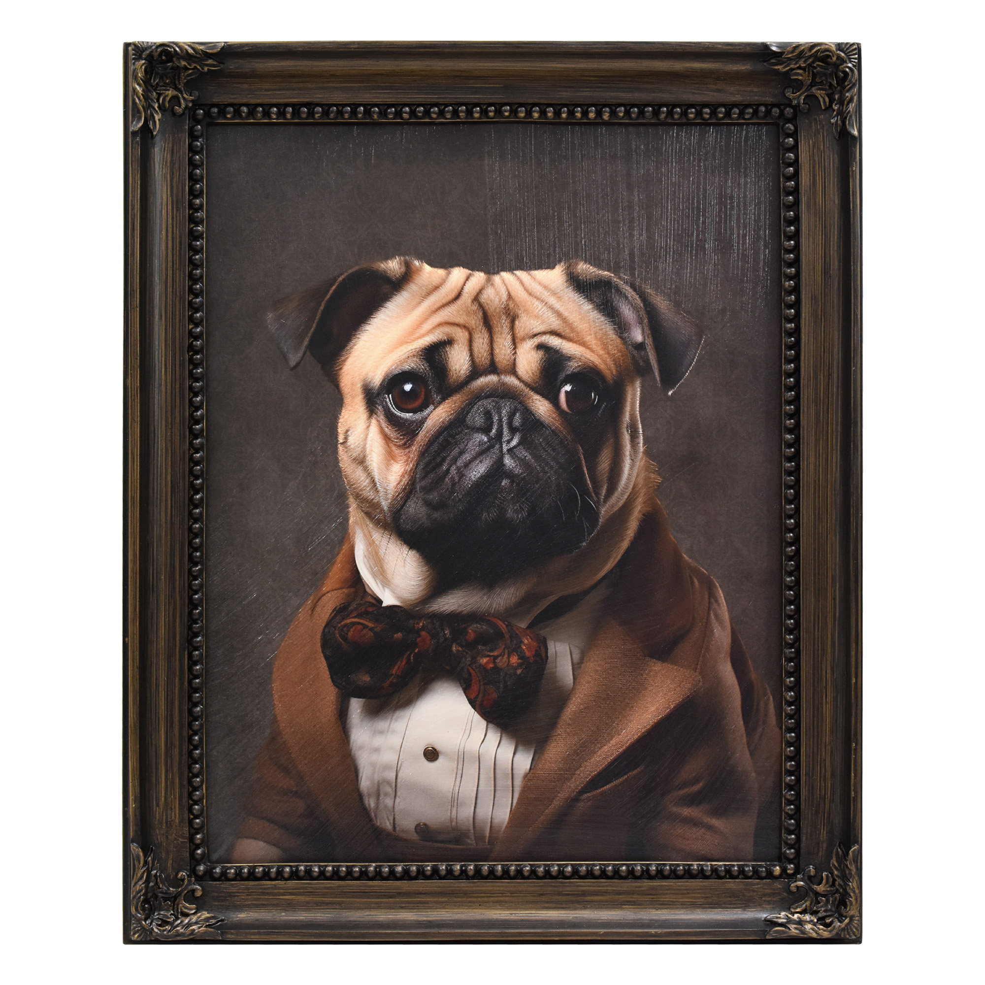 Trinx Dapper Pug Wall Art - Framed Vintage Animal Suit Print | Wayfair