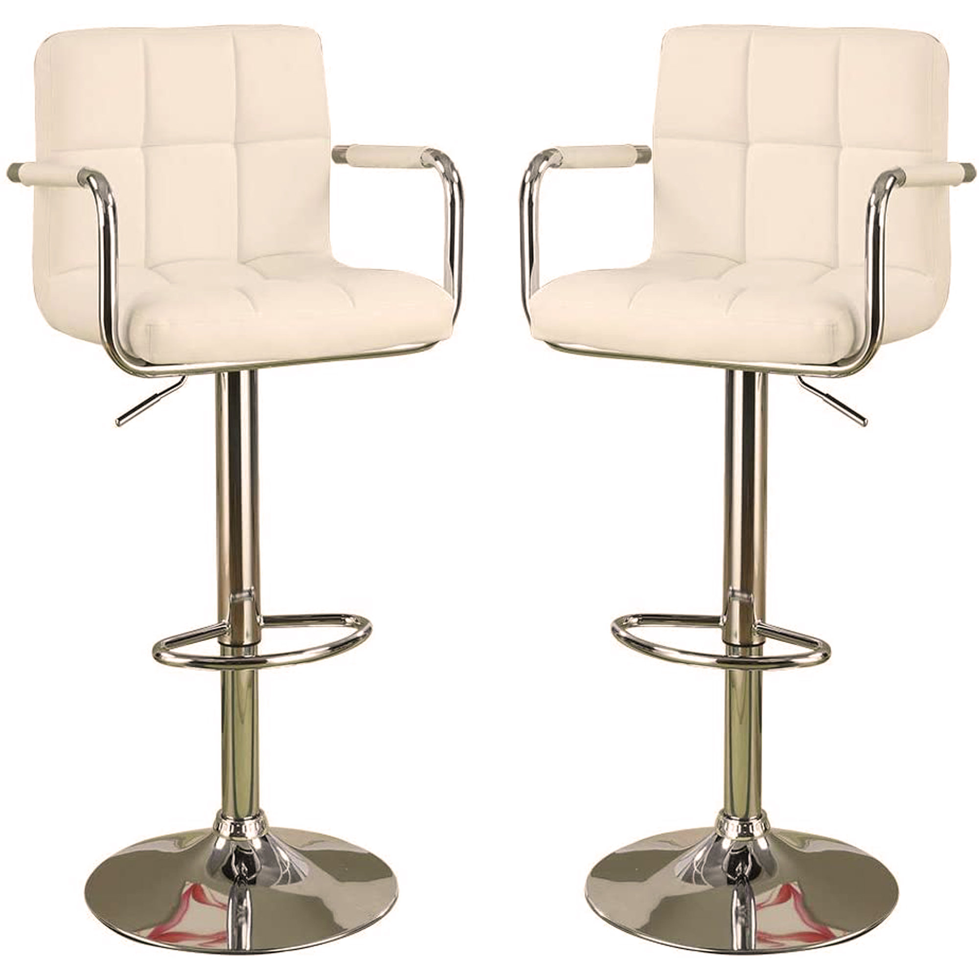 Orren Ellis Faux Leather Bar Stool Counter Height Chairs Set of 2 ...