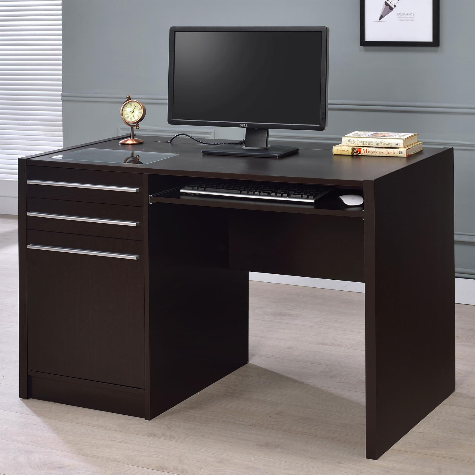 Latitude Run® 60-inch 3-drawer Office Computer Desk Cappuccino | Wayfair