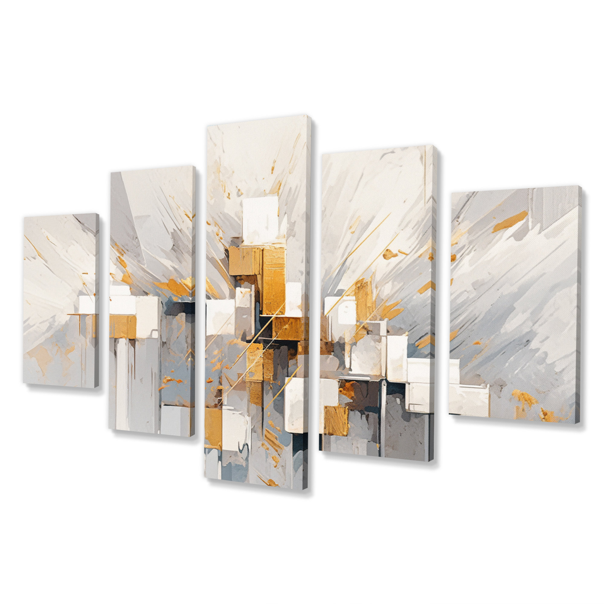 Wrought Studio™ Beige And Gold Cubist Kaleidoscope V - Cubism Canvas ...