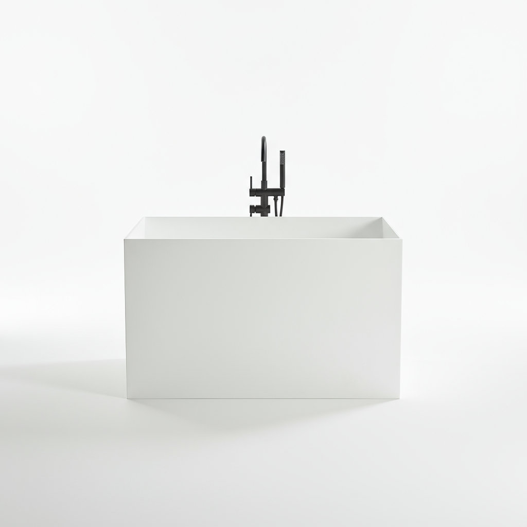 Pensen 47'' x 27.56'' Freestanding Soaking Solid Surface Bathtub ...
